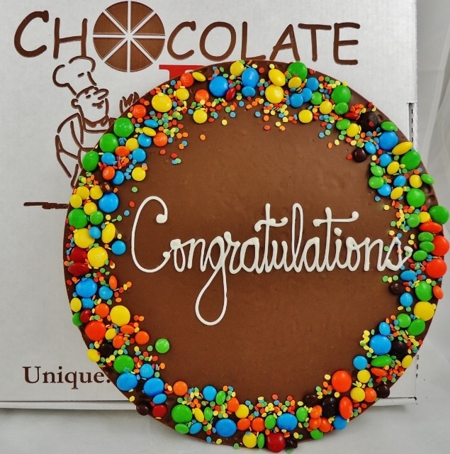 Congratulations Chocolate Pizza | choose size, flavor & border