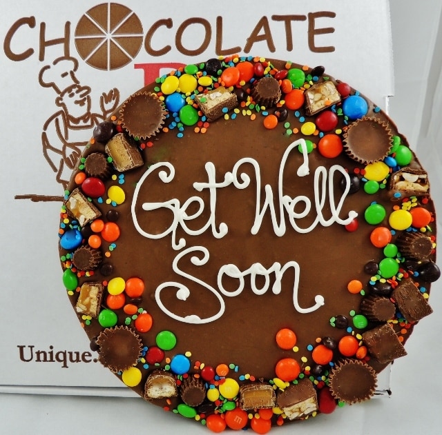 Get Well Wishes Chocolate Pizza | chocolate gifts to get well soon