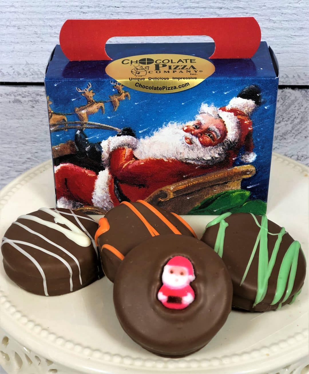 Assorted Chocolate-Covered Cookies in Santa Tote Bag